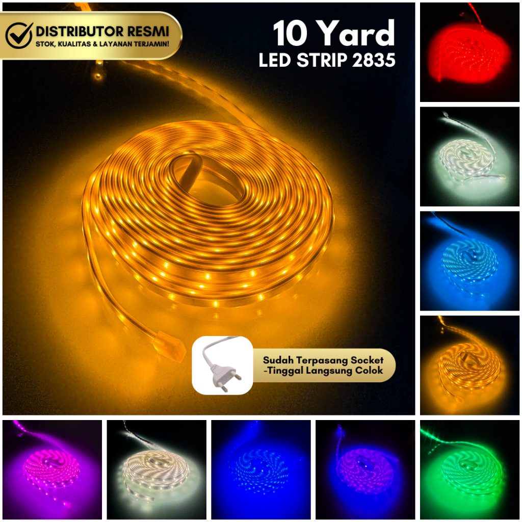 Jual Lampu LED STRIP SELANG 2835 10Yard / 220V Single Color Myvo Siap ...