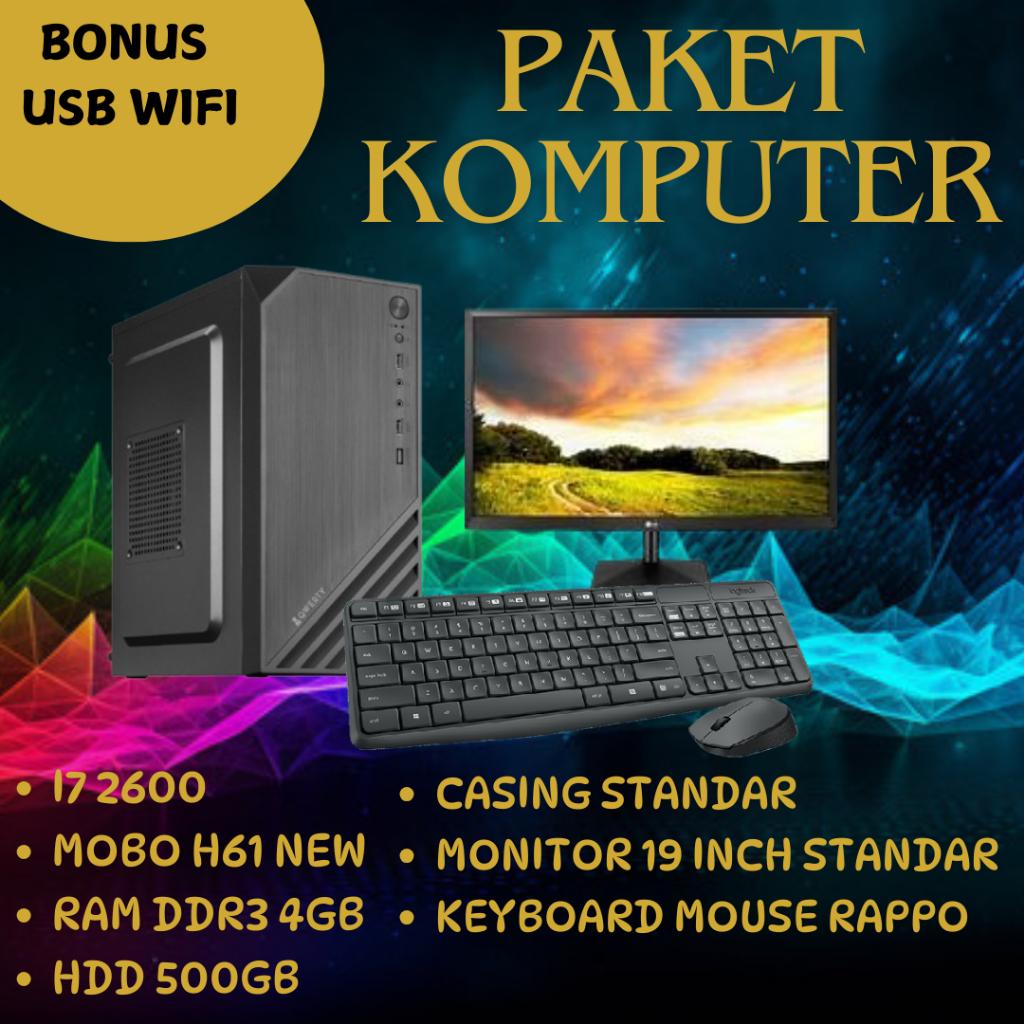 Jual Paket PC Komputer CPU Rakitan Core I7 2600 MOBO H61 NEW RAM DDR3 4GB HDD 500GB Siap Pakai ...