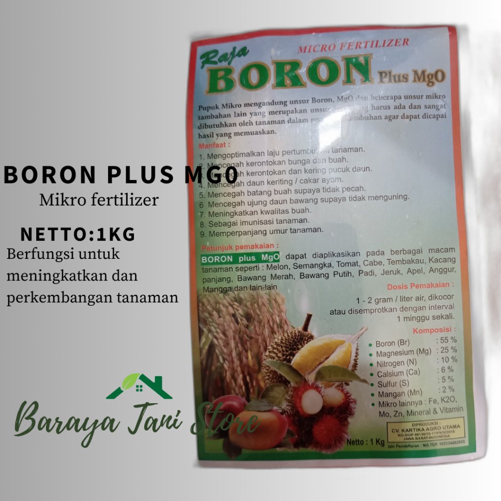 Jual PUPUK BORON PLUS Mg0 KEMASAN PABRIK 1 KG MENINGKATKAN PERTUMBUHAN ...