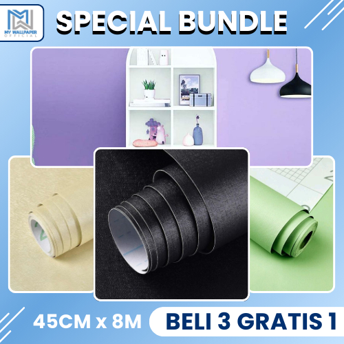 Jual PAKET HEMAT Wallpaper Stiker Dinding Kamar Tidur Polos Ruangan ...