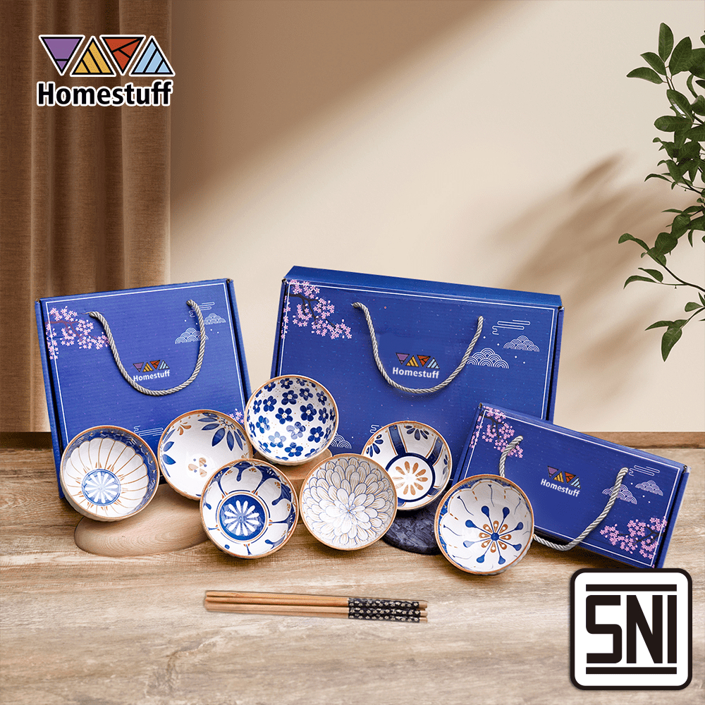 Jual [COD]Mangkok set premium motif bunga cantik / Hampers mangkok ...