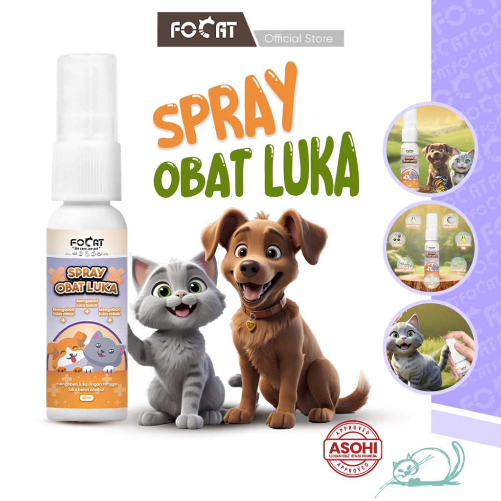 Jual [ASOHI CERTIFIED] FOCAT Spray Obat Luka Anabul 30ml N41 Perawatan ...