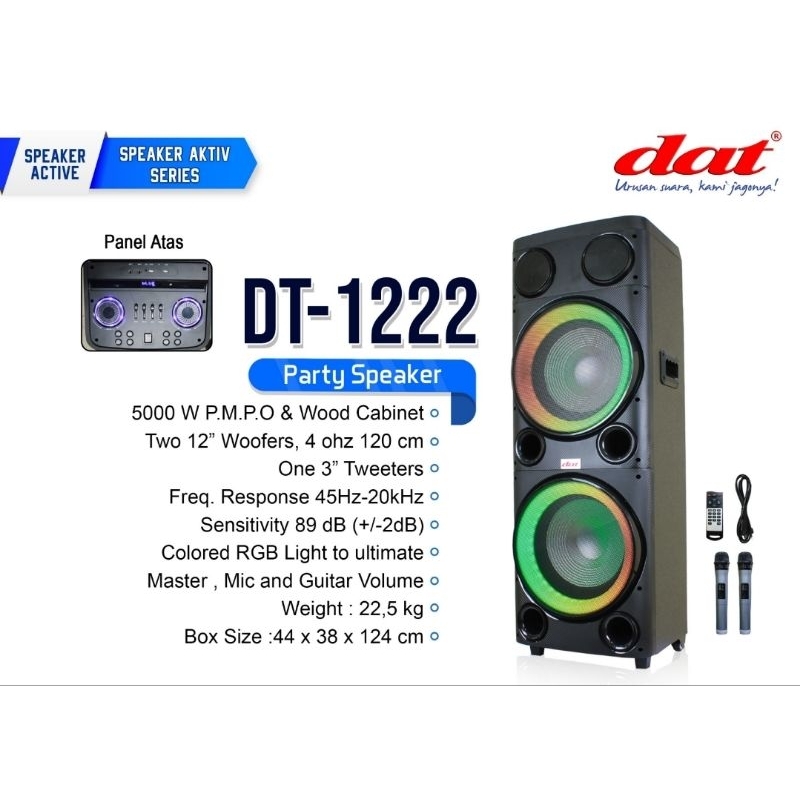 Jual Speaker aktif portable dat 12 inch dt1222 original double woofer ...