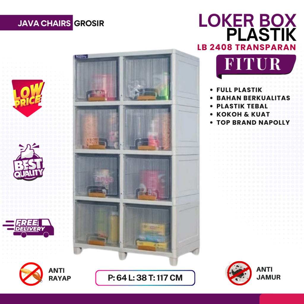Jual Lemari Plastik Napolly Loker Box LB 2408 TP / Locker Box Plastik ...