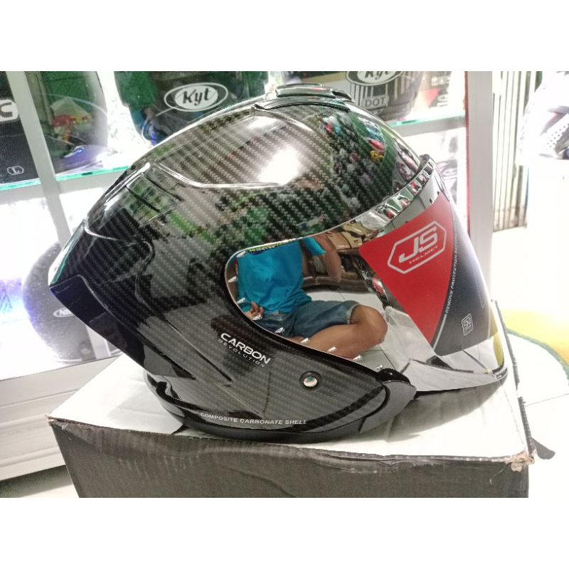 Jual HELM JS ARMOR MOTIF CARBON / HELM HALF FACE / HELM ORIGINAL / HELM ...