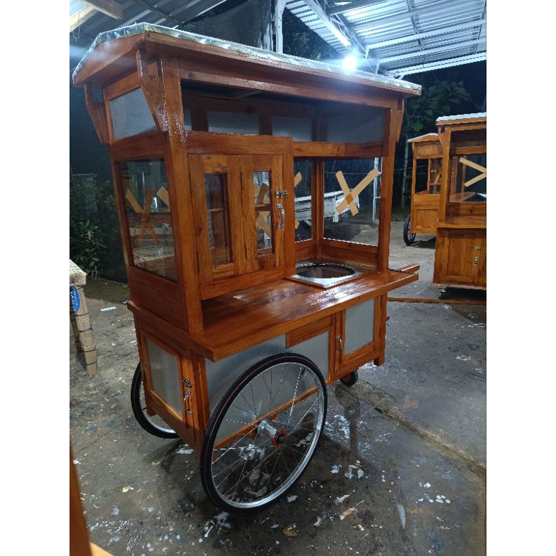 Jual gerobak bakso keliling full kaca roda tiga ban becak | Shopee ...