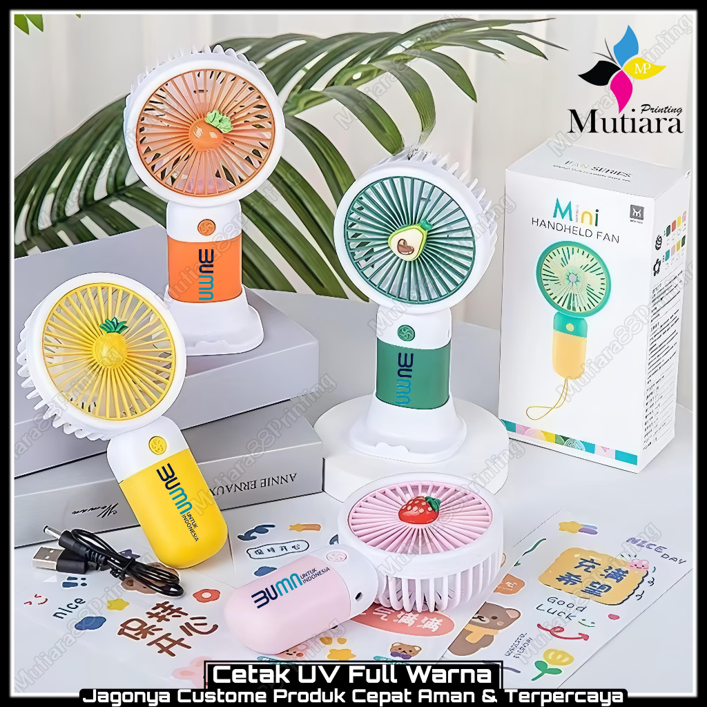 Jual [ KIPAS ANGIN MINI PORTABLE CUSTOM UV FULL WARNA ] Kipas Mini Custome / Suvenir Kipas mini ...