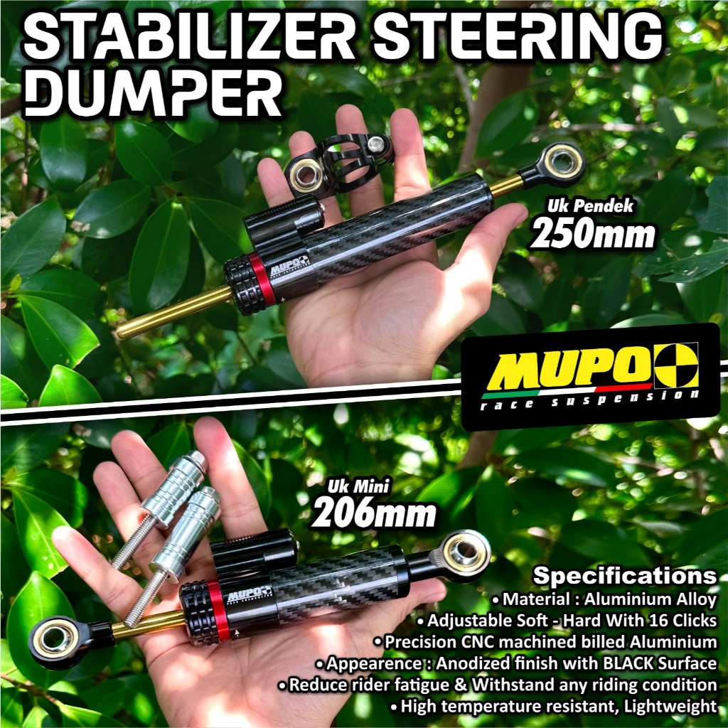 Jual Steering Damper 206 MM & 250MM Plus Bracket BOSHING 16 KLIK AKTIF ...