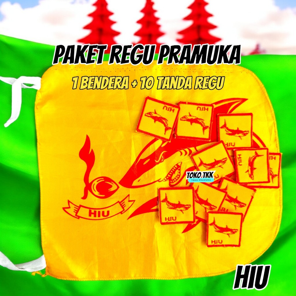 Jual Paket regu pramuka hiu ( 1 bendera regu + 10 tanda regu hiu ...