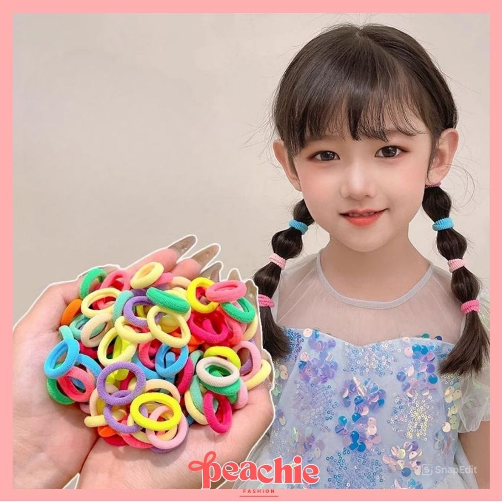 Jual PEACHIE | IR1961 Ikat Rambut Elastis Mini Model Donat Gaya Pouch ...