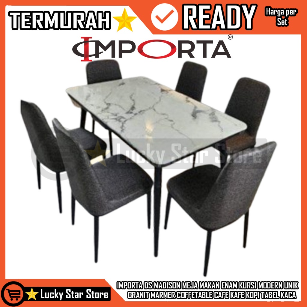 Jual IMPORTA Meja Makan Minum Tamu Santai Kaca Marmer DS MADISON Granit ...
