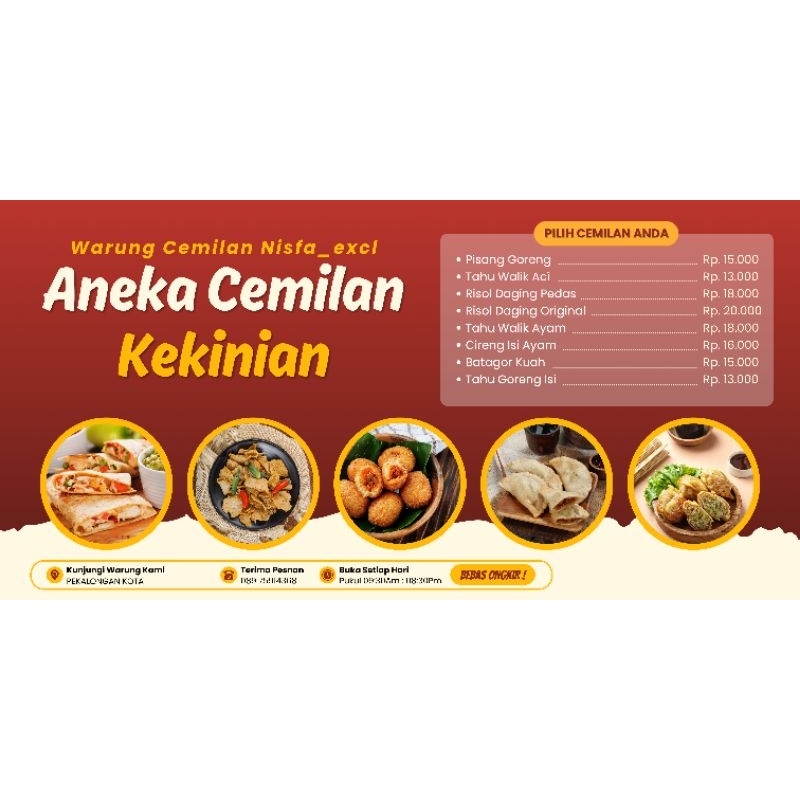 Jual Spanduk Warung Cemilan Aneka Cemilan Bisa Edit Tulisan dan Tambah ...
