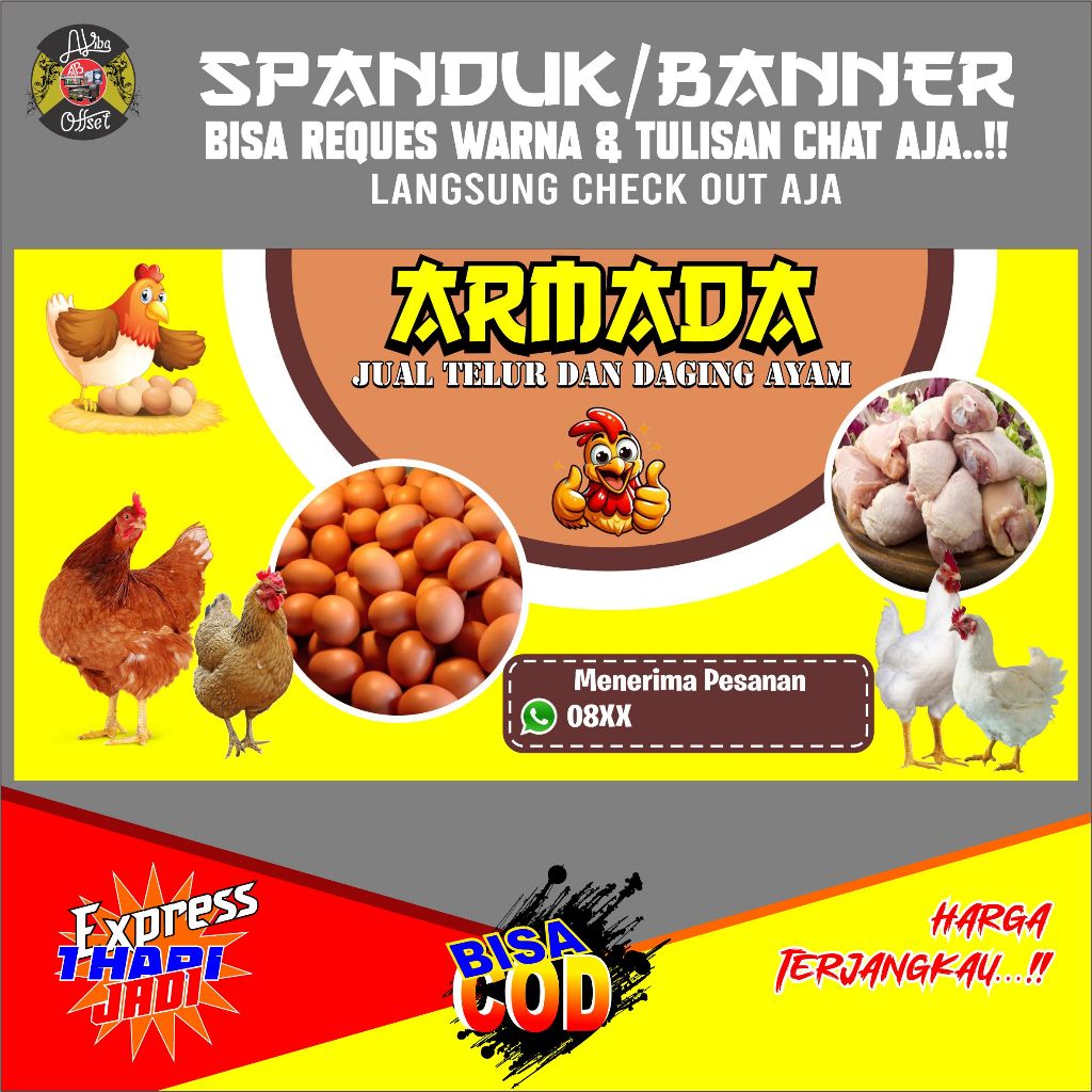 Jual SPANDUK BANNER JUAL TELUR DAN DAGING AYAM | Shopee Indonesia