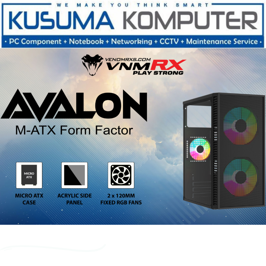 Jual Casing VenomRX AVALON + 2 Fan RGB Micro ATX Gaming Case | Shopee ...