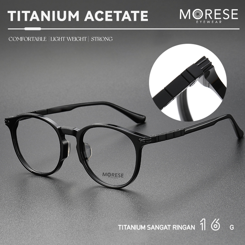 Jual Morese Kacamata Titanium Frame Model Oval Fashion Pria Wanita ...