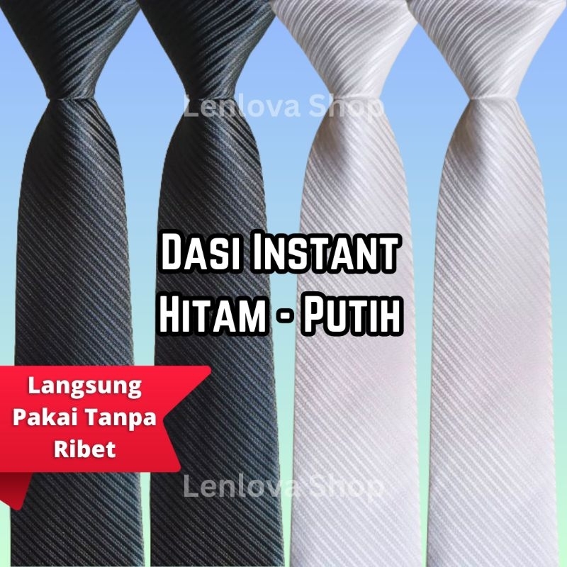 Jual Dasi Instant Hitam Putih Polos Salur Formal/Kerja/Pernikahan/Ujian ...