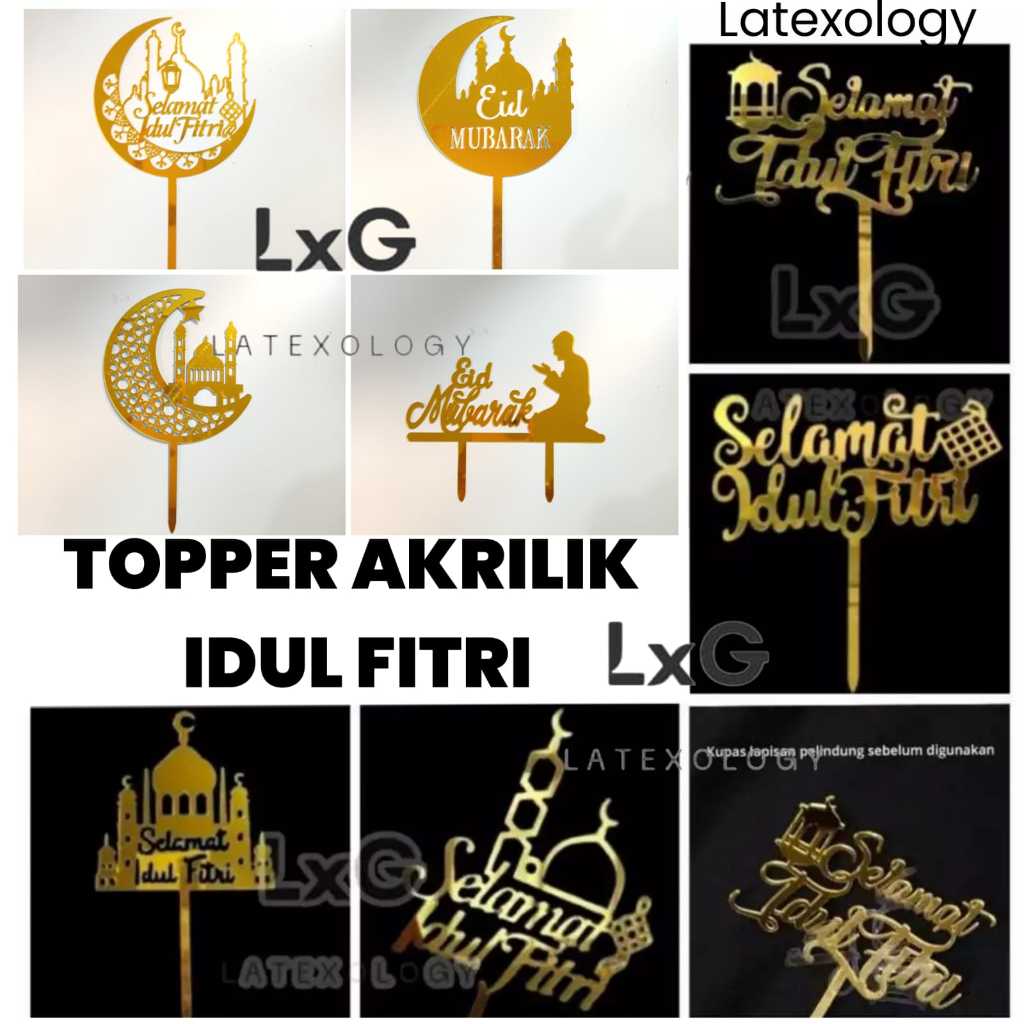 Jual Cake Topper Akrilik Idul Fitri, Lebaran, Ramadhan, Ketupat,Lontong ...