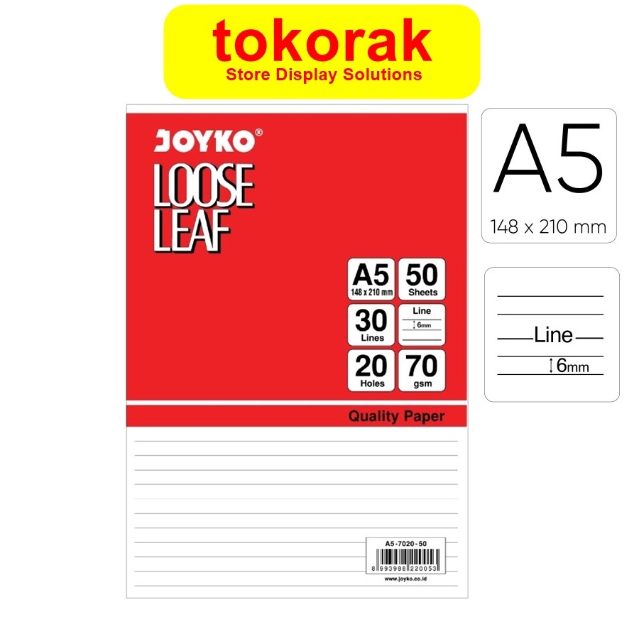 Jual JOYKO LOOSE LEAF A5 LINES JOYKO REFILL KERTAS FILE BINDER GARIS 7020 ISI 50 100 150 LEMBAR ...