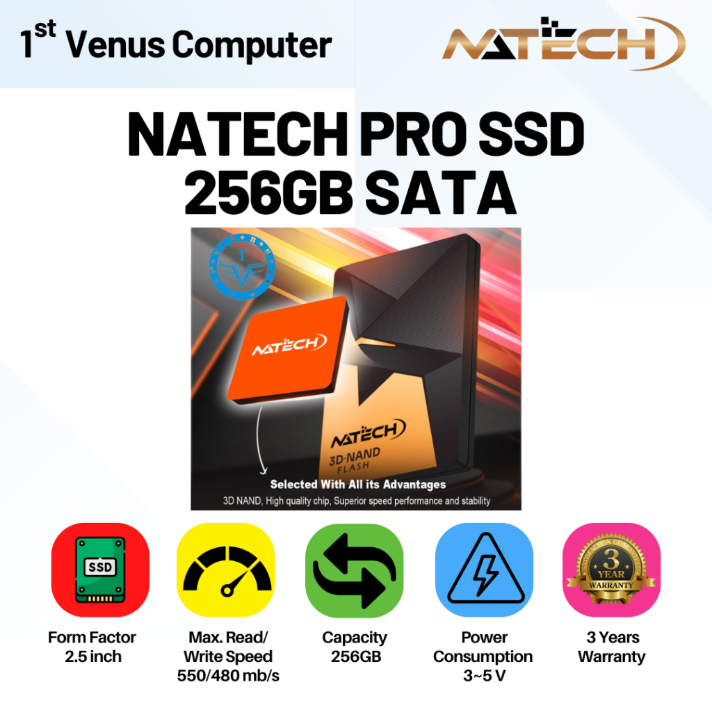 Jual SSD NATECH 256GB / SSD 256GB / SSD NATECH / SSD 2.5" SATA NATECH ...