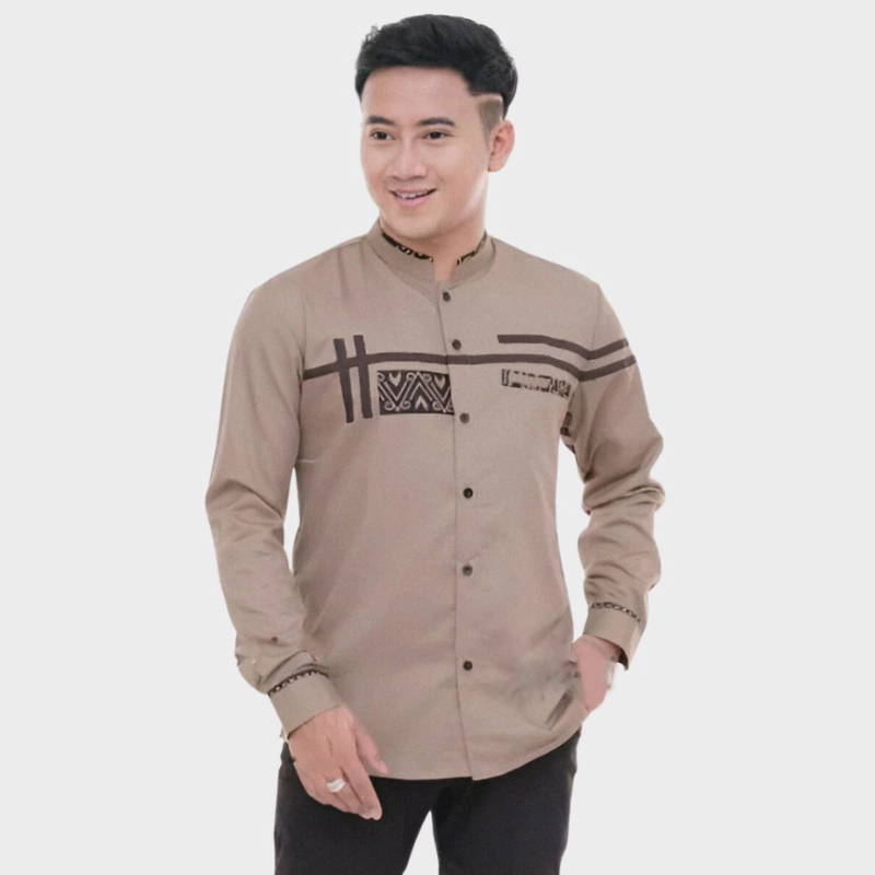 Jual Baju Koko Pria Lengan Panjang Motif Zolied Warna coksu Kombinasi ...