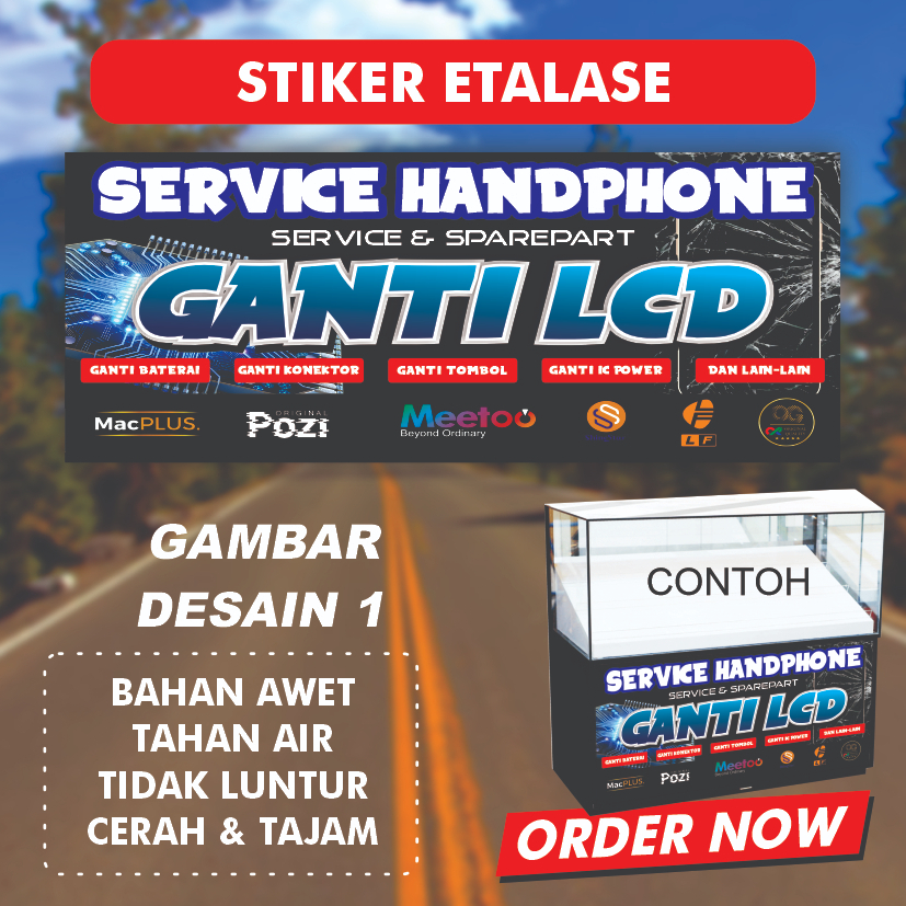 Jual Stiker Etalase Konter Servis - Bahan Tahan Air Tidak Luntur Bahan ...