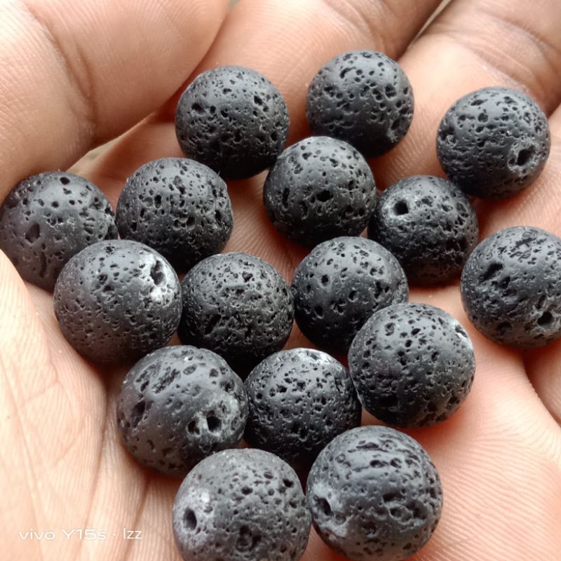 Jual Butiran tasbih/gelang batu lava stone natural 12 mm | Shopee Indonesia