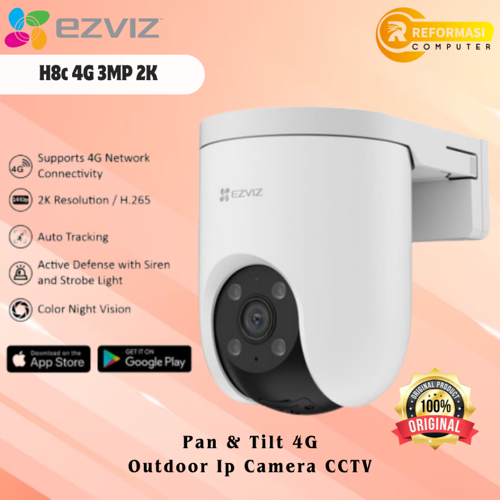 Jual EZVIZ CCTV EZVIZ CS-H8C 3MP 2K PoE ColorVu Pant & Tilt CCTV Outdoor Smart IP Camera From ...