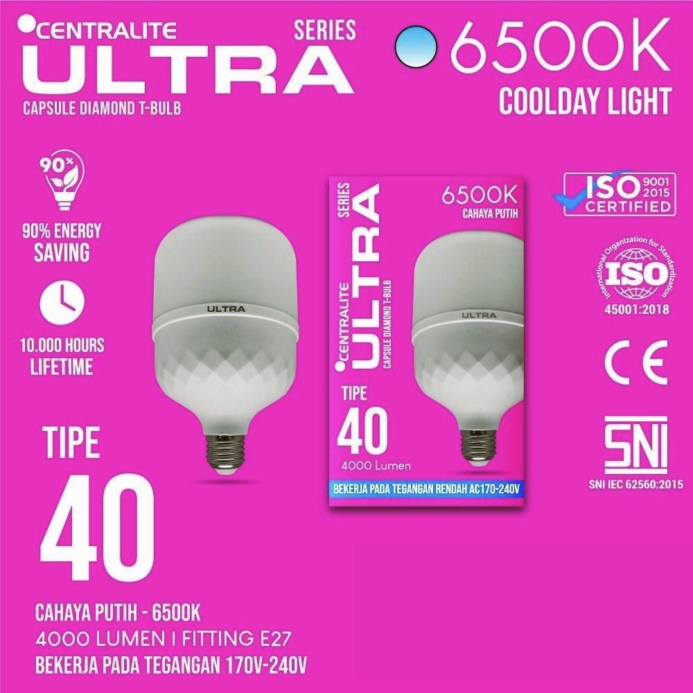 Jual Lampu Cahaya Terang Putih LED Bohlam Ultra T-Bulb Series 40 Watt Hemat Energi Murah Tahan ...