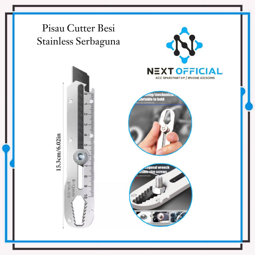 Jual Pisau Cutter Besi Stainless 6 In 1 Serbaguna Pemotong Kertas ...