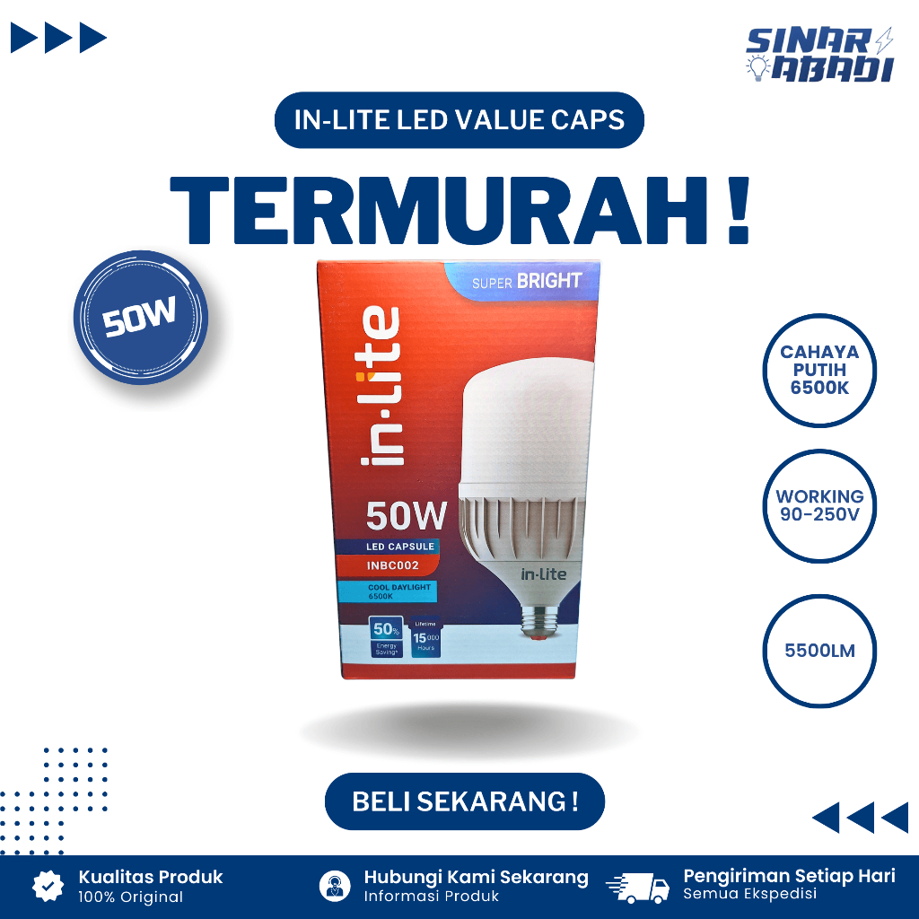Jual Inlite LED Value Capsule 50W E27 6500K (Putih) | Shopee Indonesia