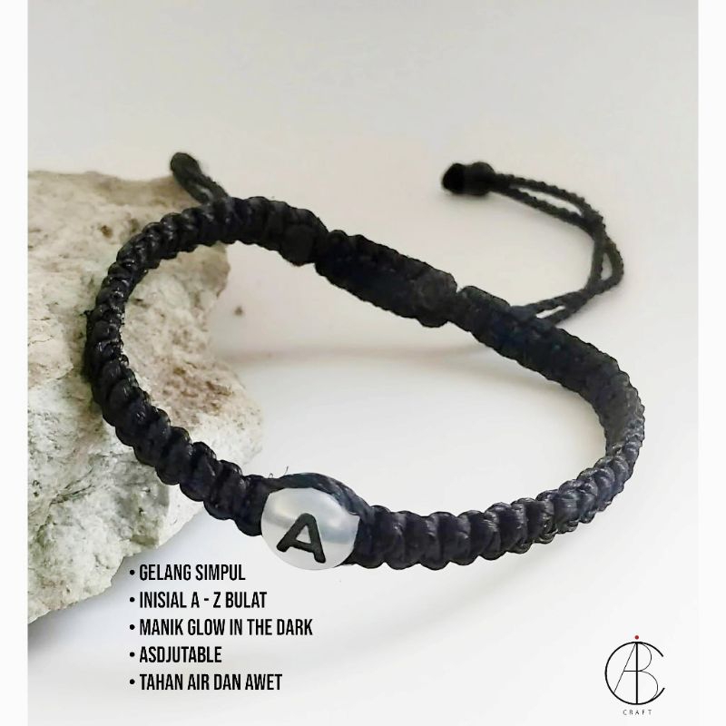 Jual Gelang Tali Simpul Inisial A - Z Glow In The Dark / Gelang Menyala ...