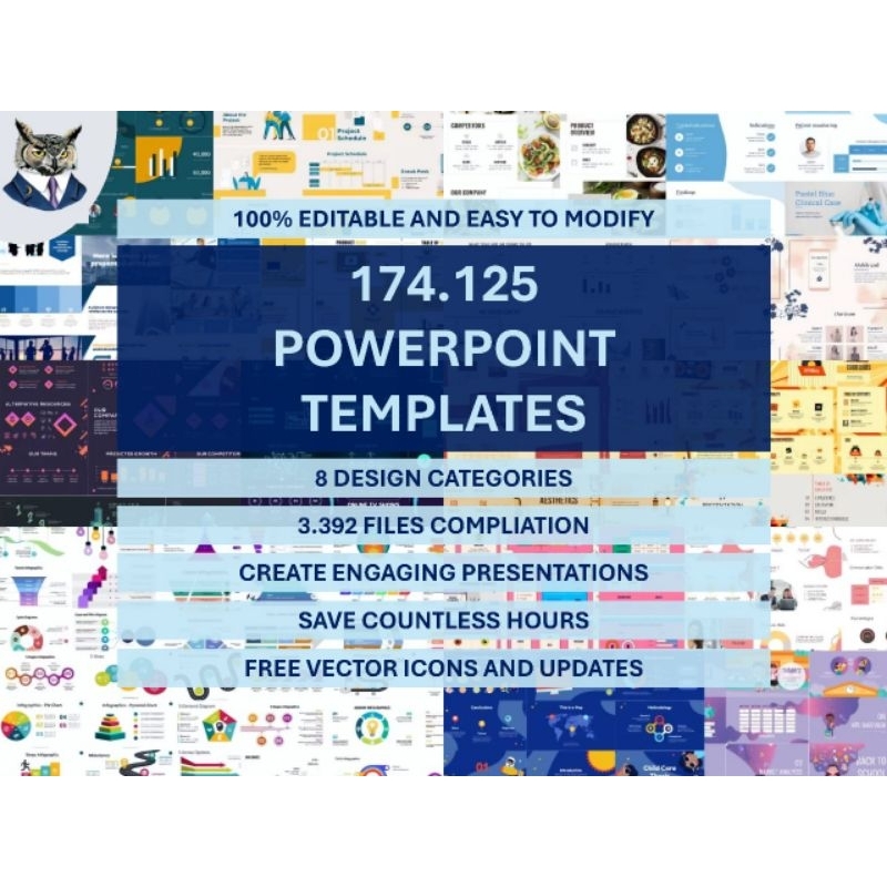 Jual 174.125 PowerPoint Template PREMIUM (8 Kategori Desain Eksklusif ...