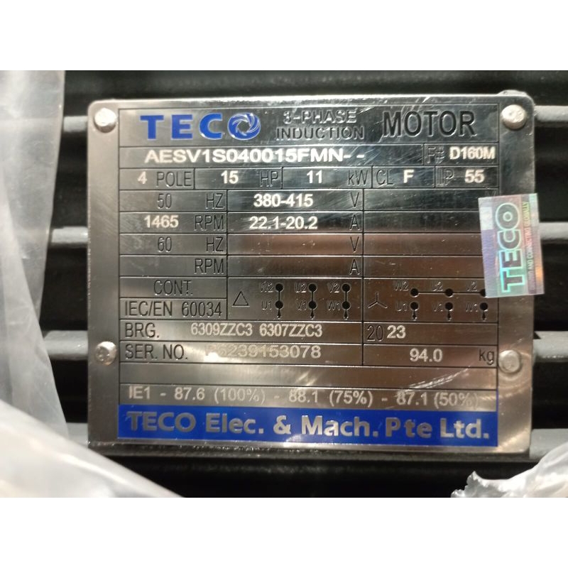 Jual Elektro Motor / Dinamo Motor TECO 1.5KW 2Hp 2Pole 3Phase | Shopee Indonesia