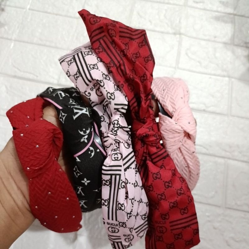 Jual Bando/bando dewasa aneka motif dan warna bahan kain isi 12 pcs ...