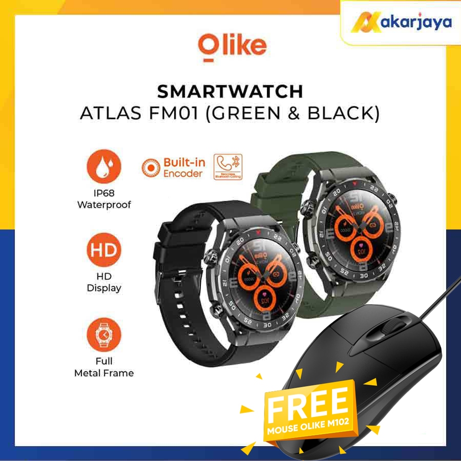 Jual (FREE MOUSE M102) Olike ATLAS FM01 Smartwatch 1.39" HD Display ...