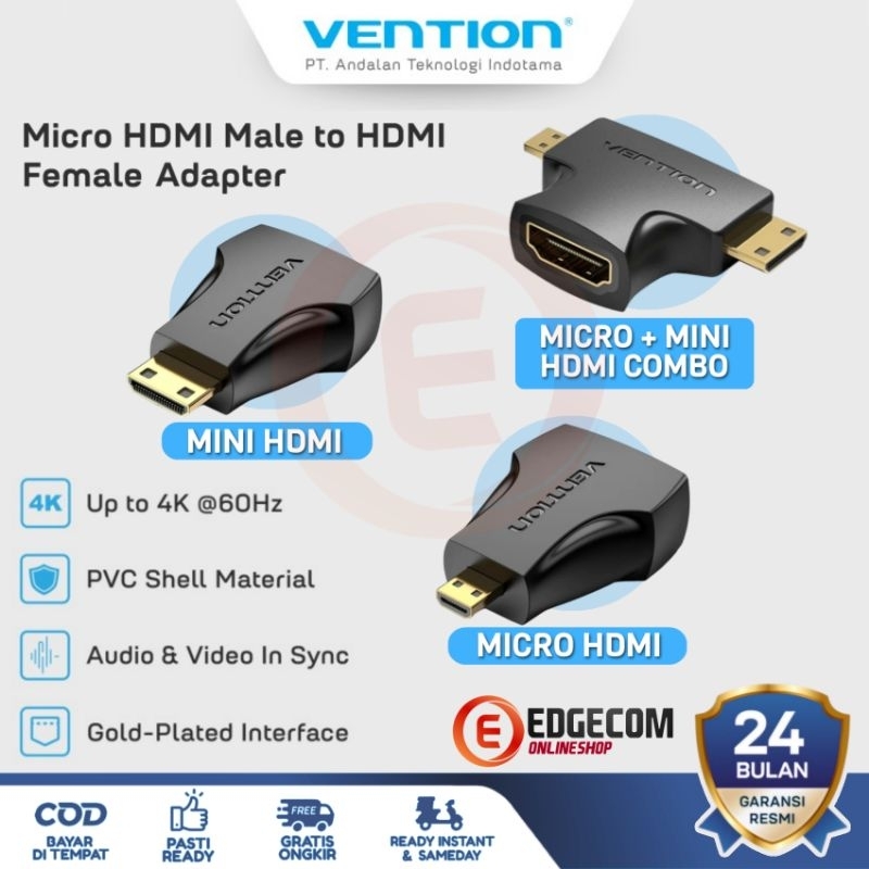Jual VENTIOIN MINI HDMI + MICRO HDMI to HDMI Female Adapter Converter ...