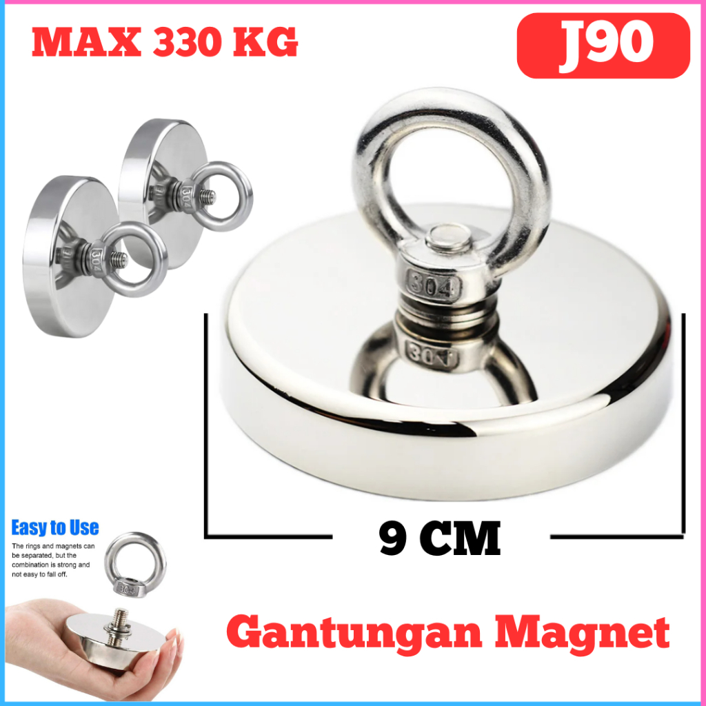 Jual Kuat 330kg Magnet Gantungan Super Kuat Round Hook Strong Neodymium ...