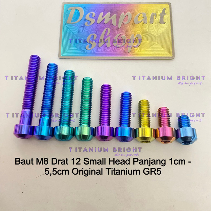 Jual Baut Titanium M8 Drat 12 Small Head M8x10 15 20 25 30 35 40 45 50 55 60 Original Titanium ...