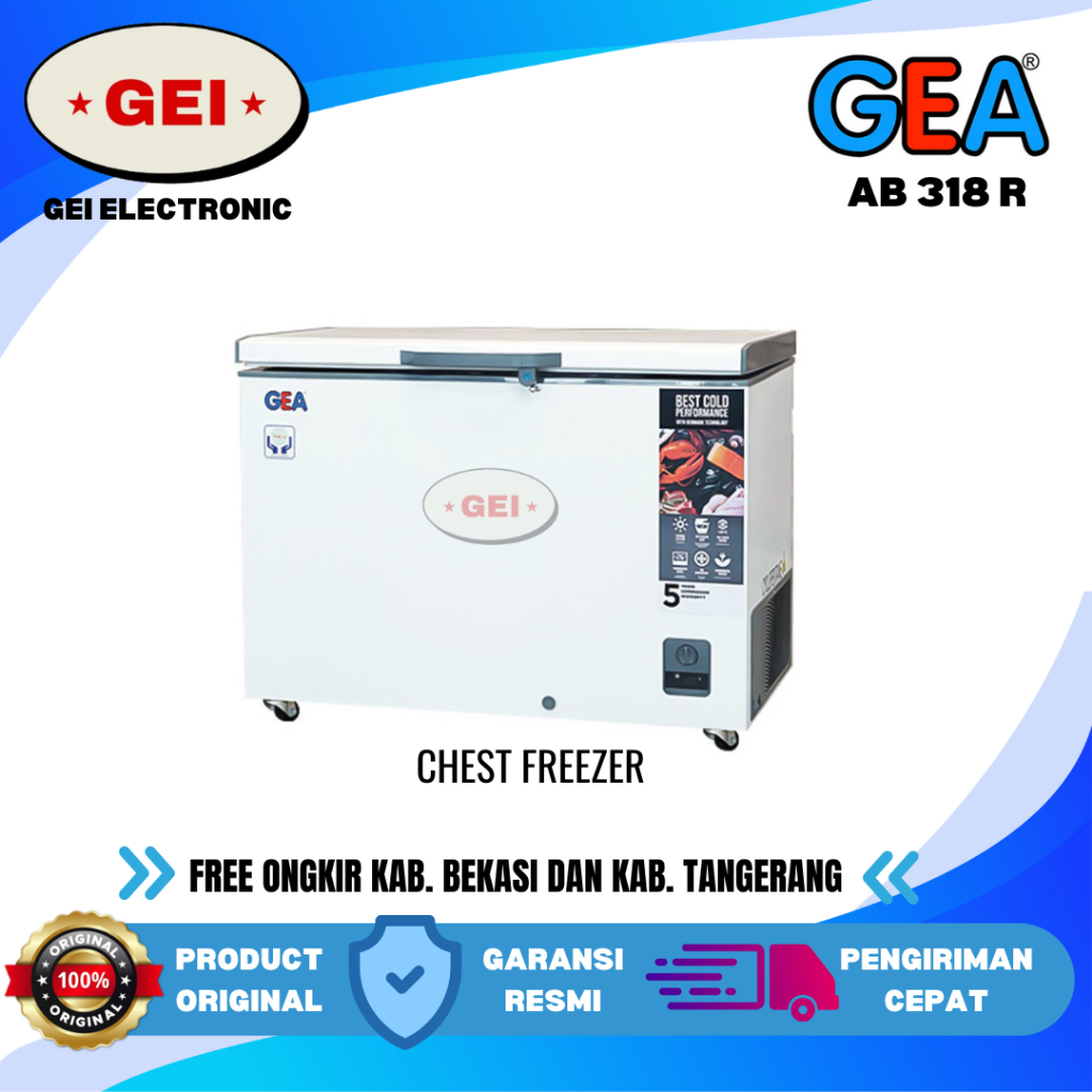 Jual Gea Ab-318-R Chest Freezer Kulkas Pendingin 318 Liter Garansi ...