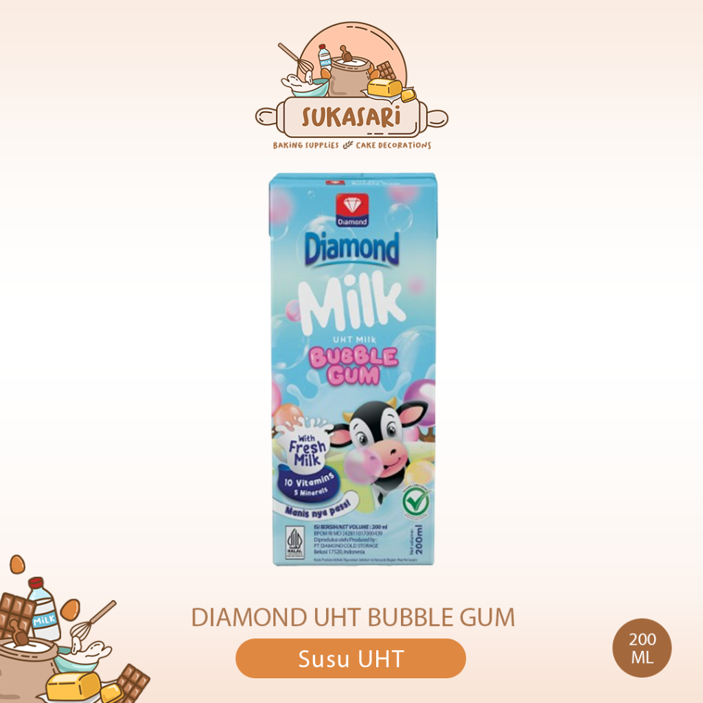 Jual Diamond UHT Milk Bubble Gum 200ml / Susu UHT Rasa Permen Karet diamond milk bubble gum ...