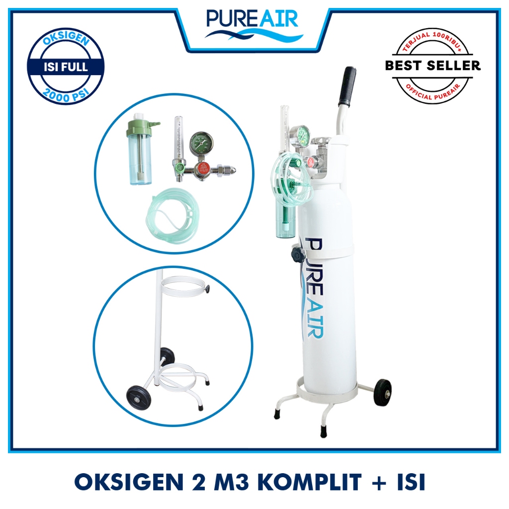Jual Pureair Tabung Oksigen 2 M3 Set Komplit 4in1 (Tabung + Isi Oksigen ...