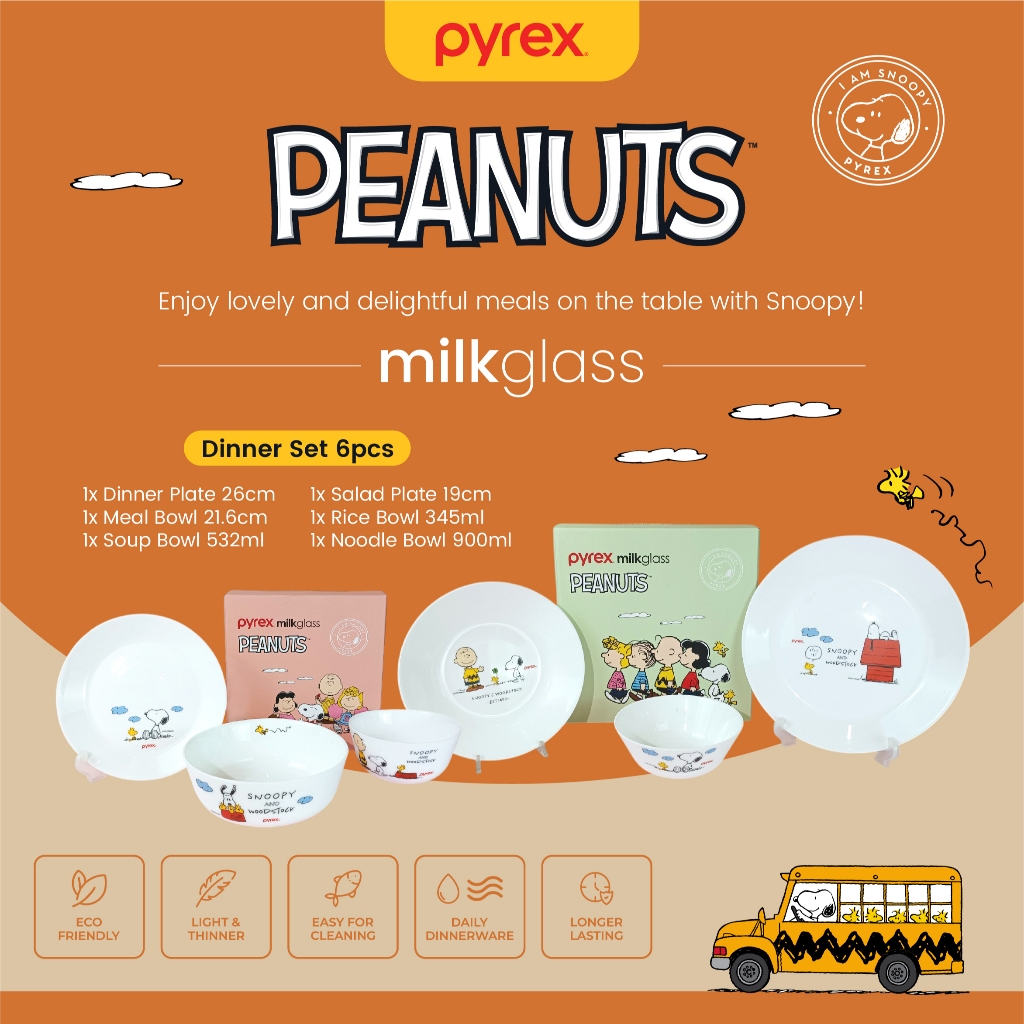 Jual Pyrex Snoopy Dinner Set / Set Piring dan Mangkok Makan Pyrex ...
