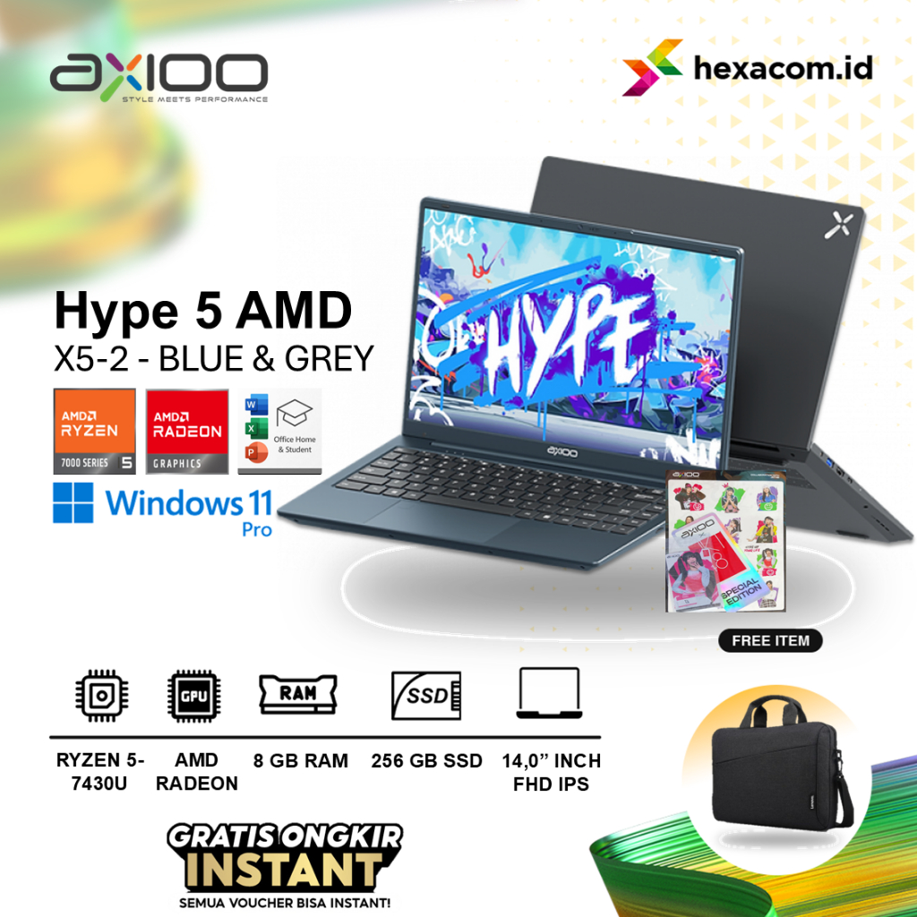 Jual Laptop Axioo Hype 5 Ryzen 5-7430U RAM 8GB 256SSD 14.0" FHD IPS Windows 11 | Shopee Indonesia