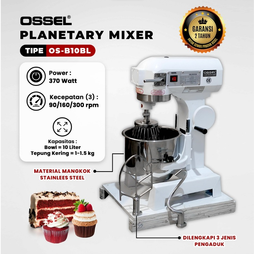 Jual OSSEL Planetary Mixer Mixer Roti Mixer Kue Mixer Adonan 10 Liter ...
