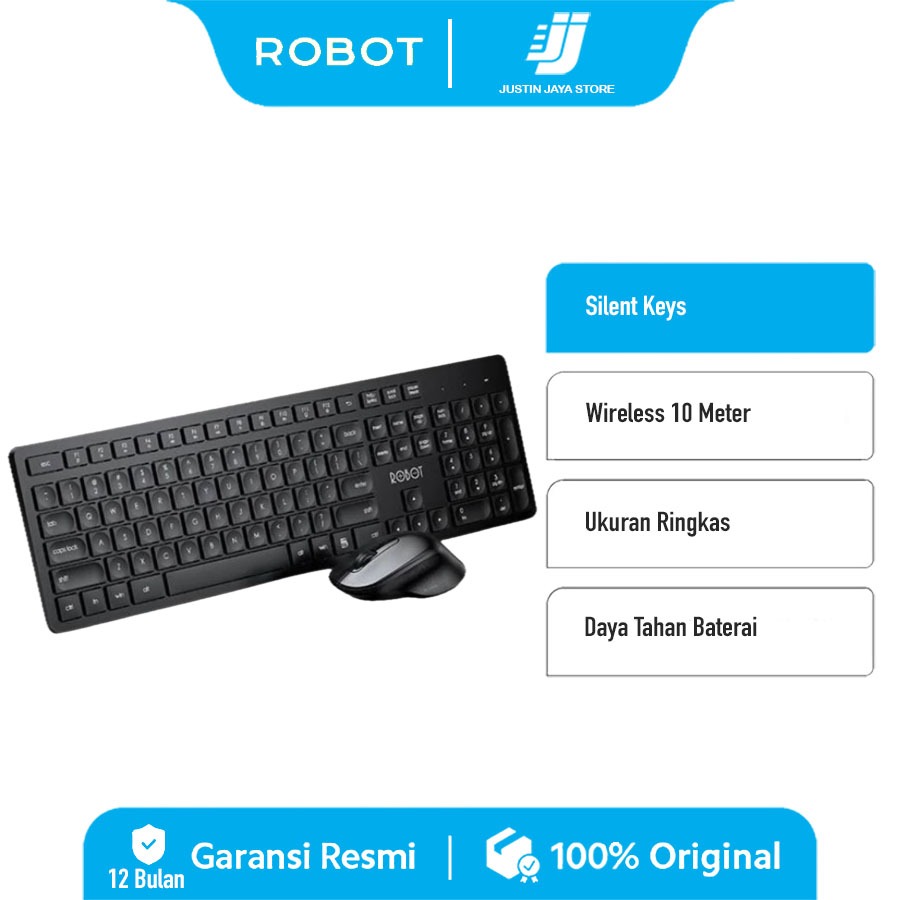 Jual ROBOT KM4000 Wireless Keyboard and Mouse Combo Set Silent Key Slim ...