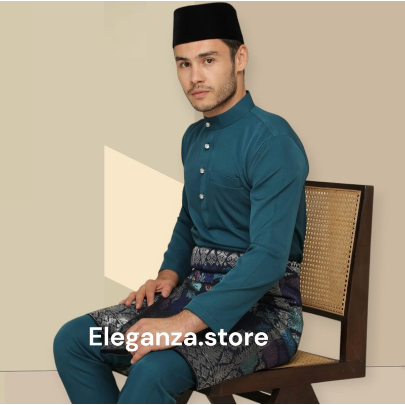 Jual Set Baju Celana Warna Khusus Emerald Blue Teluk Belanga Pria Melayu Cekak Musang Kurung ...