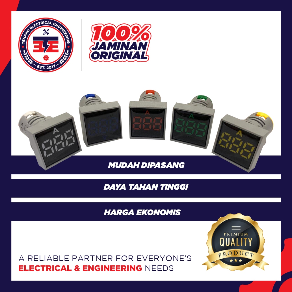 Jual Amper Meter LED 22mm Pilot Lamp LED With Ampere Indicator Kotak 0 ...