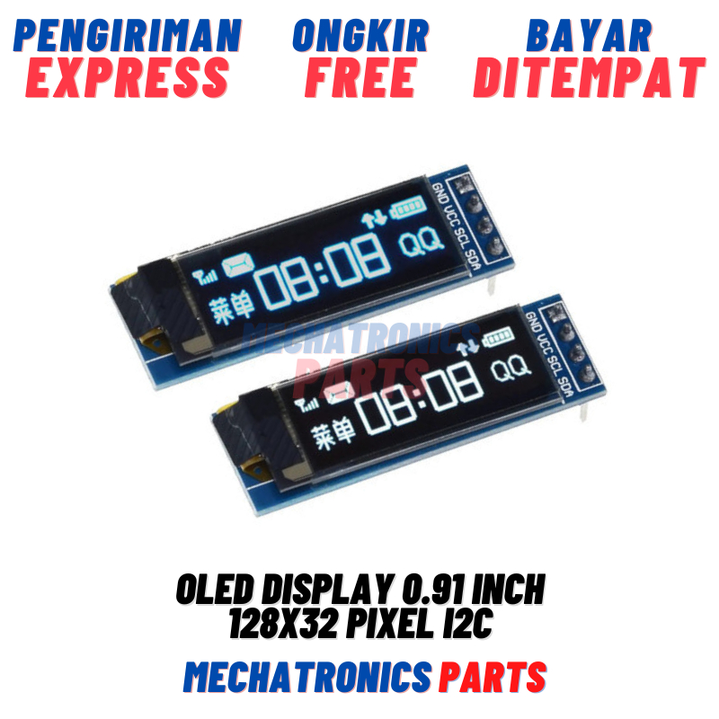 Jual OLED Display 0.91 Inch 128x32 Pixel I2C Layar Modul Screen LCD Module IIC | Shopee Indonesia