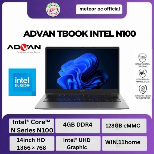 Jual ADVAN TBook Intel N100 14 Inch RAM 8GB Storage 128GB Windows 11 ...