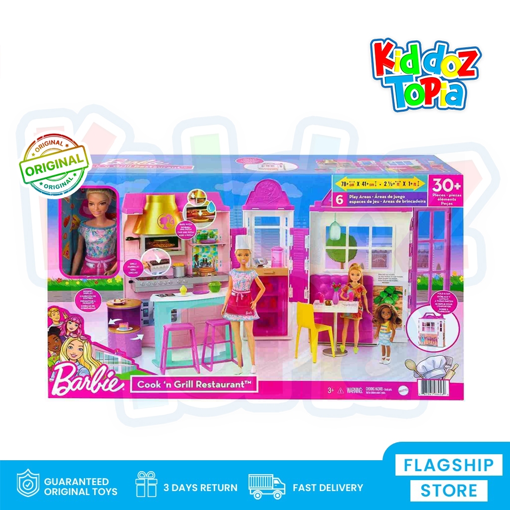 Jual Barbie Cook n Grill Restaurant Doll & Playset with 25+ Pieces ...